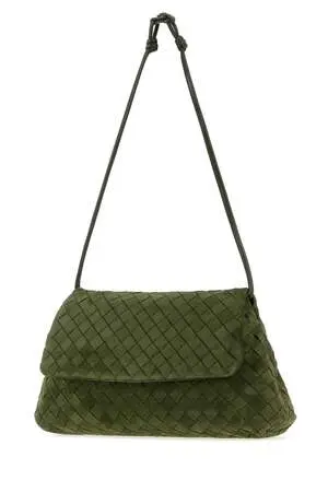 Bottega Veneta Suede Giorno Shoulder Bag - Green