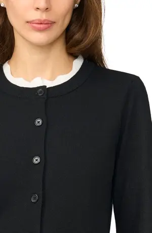 CECE DUPRAZ Crewneck Cardigan With Openwork Detail - Rich Black
