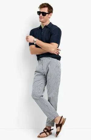 Mr Turk Beale Pleated Trouser - Ink Whitewash