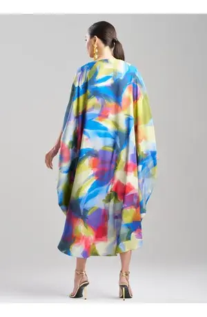 Natori Kumo Printed Stretch Satin Circle Caftan