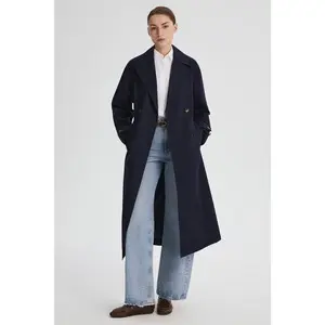 OROLAY Maxi Oversized Trench Coat - Navy