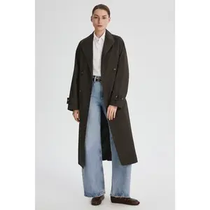 OROLAY Maxi Oversized Trench Coat - Olive