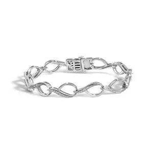 HAUS OF BRILLIANCE Sterling Diamond Accent Swirl Link Bracelet - Silver