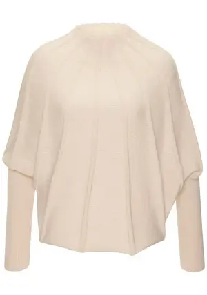 LASCANA Mock Neck Ribbed Sweater - Beige