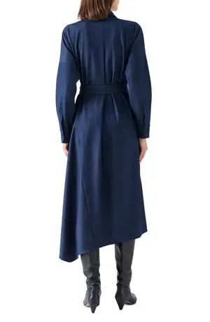Akris Fluid Techno Cotton Denim Shirt Dress