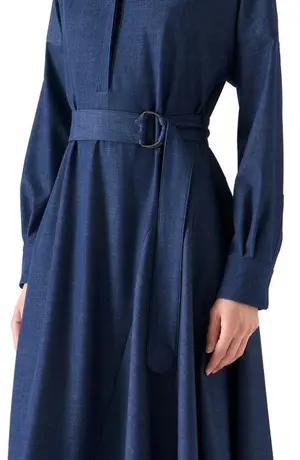 Akris Fluid Techno Cotton Denim Shirt Dress