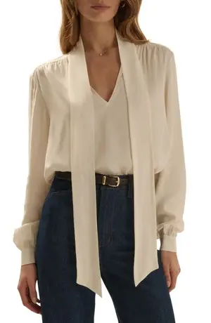 FAVORITE DAUGHTER The Simone Tie Neck Top - Ivory