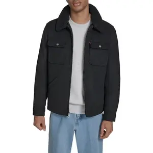LEVI'S Brushed Twill Depot Jacket With Faux Shearling Collar Black