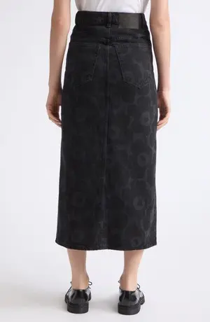 Marimekko Denim Midi Skirt With Unikko Print