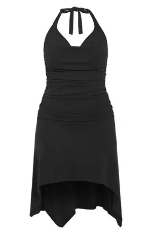 City Chic Amber Handkerchief Hem Halter Dress