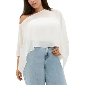 City Chic Chiffon Poncho - Ivory