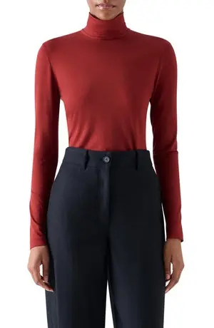 Akris Jersey Turtleneck Top - Copper