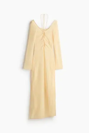 H&M Long Loose-knit Beach Dress With Tie Detail