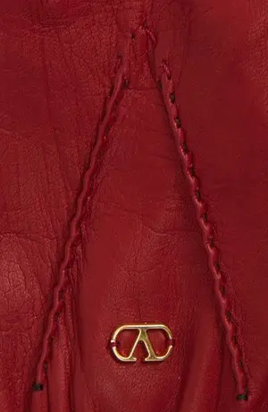 Valentino Garavani Vlogo Signature Lambskin Leather Gloves - Red