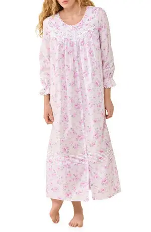 Eileen West Floral Long Sleeve Cotton Robe