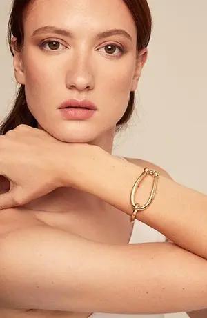UNODE50 18k -plated Rigid Bracelet With Link And Inner Spring