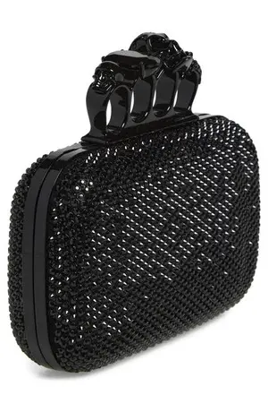 Alexander McQueen Crystal Embellished Leather Knuckle Clutch