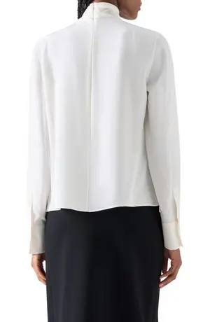 Akris Draped Mock Neck Silk Top