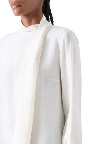 Akris Draped Mock Neck Silk Top