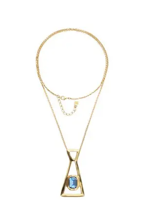 UNODE50 Tone Geometric Necklace With Blue Crystal