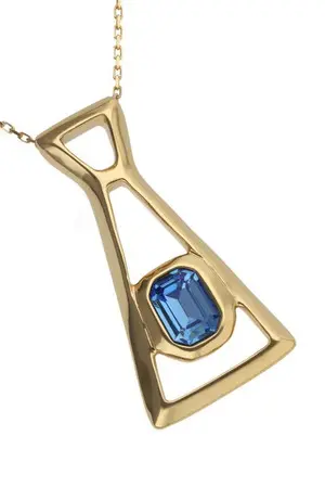 UNODE50 Tone Geometric Necklace With Blue Crystal
