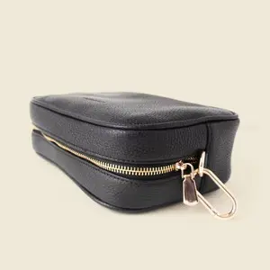 CASUPO Large Leather Cosmetic Bag - Black