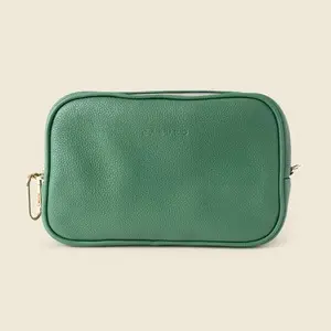 CASUPO Large Leather Cosmetic Bag Green
