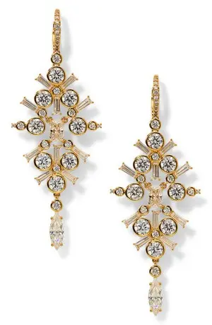 Nadri Under The Sea Cubic Zirconia Kite Leverback Earrings - Gold