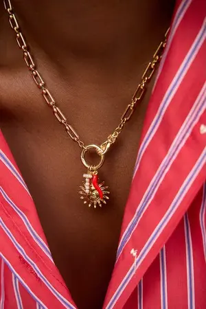 BEADS BY TARA Hand Charm Connector With Open Ring In 14k Plate