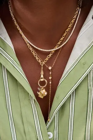 BEADS BY TARA Hand Charm Connector With Open Ring In 14k Plate