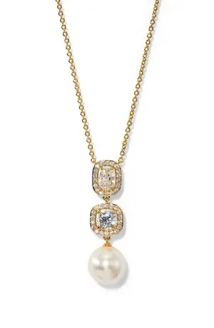 Nadri Under The Sea" Cubic Zirconia And Faux Pearl Pendant Y-necklace - Gold