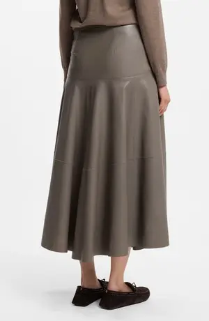 BOSS Sesola Leather Midi Skirt