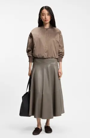BOSS Sesola Leather Midi Skirt