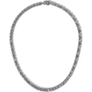 Nadri Cubic Zirconia Baguette Collar Necklace - Rhodium