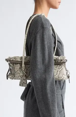 MAISON MARGIELA 5ac Snakeskin Embossed Leather Shoulder Bag
