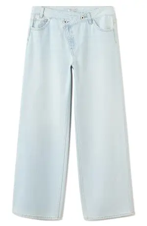 Mango Straight Cross High Waist Straight Leg Jeans - Bleach