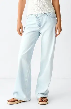 Mango High Waist Straight Leg Jeans