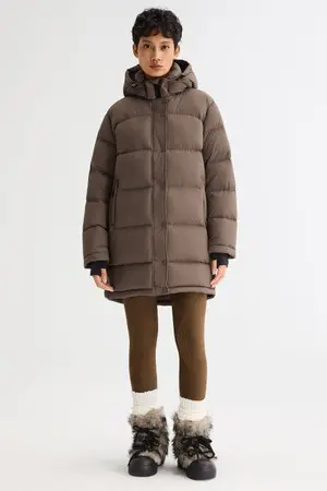OROLAY Puff-o® Hip-length Down Puffer Jacket Coffee