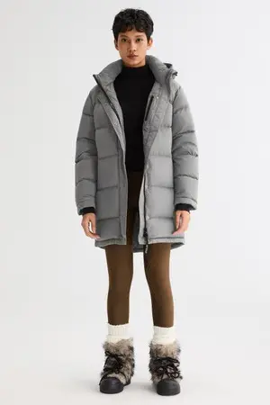OROLAY Puff-o® Hip-length Down Puffer Jacket Gray
