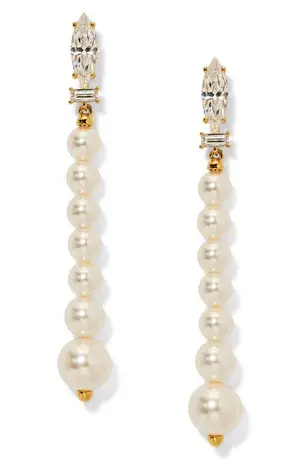 Nadri Under The Sea Cubic Zirconia & Faux Pearl Drop Earrings - Gold