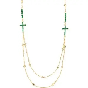 ATHRA LUXE Pavé Cross Layered Station Necklace