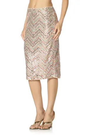 AFRM Audino Sequin Chevron Midi Skirt