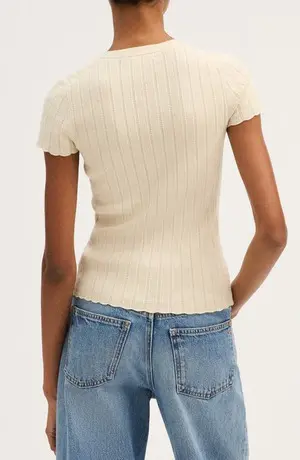 Madewell Cotton Blend Pointelle Short Sleeve Cardigan