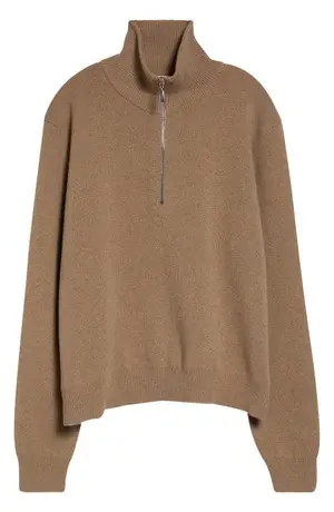 RÓHE Mouliné Half Zip Pullover Sweater - Camel
