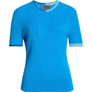 G/fore Cable Knit Short Sleeve Sweater - Cerulean