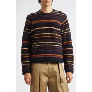 Sacai Stripe Mixed Knit Pullover