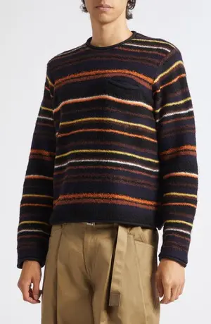 Sacai Stripe Mixed Knit Pullover