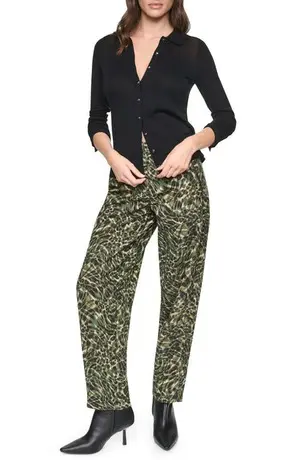 Dkny Print Barrel Leg Sanded Twill Pants