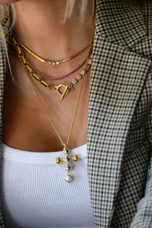BEADS BY TARA Tennis Necklace With Simulated