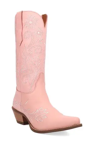 DINGO Buttercup Embroidered Western Boot Pink
